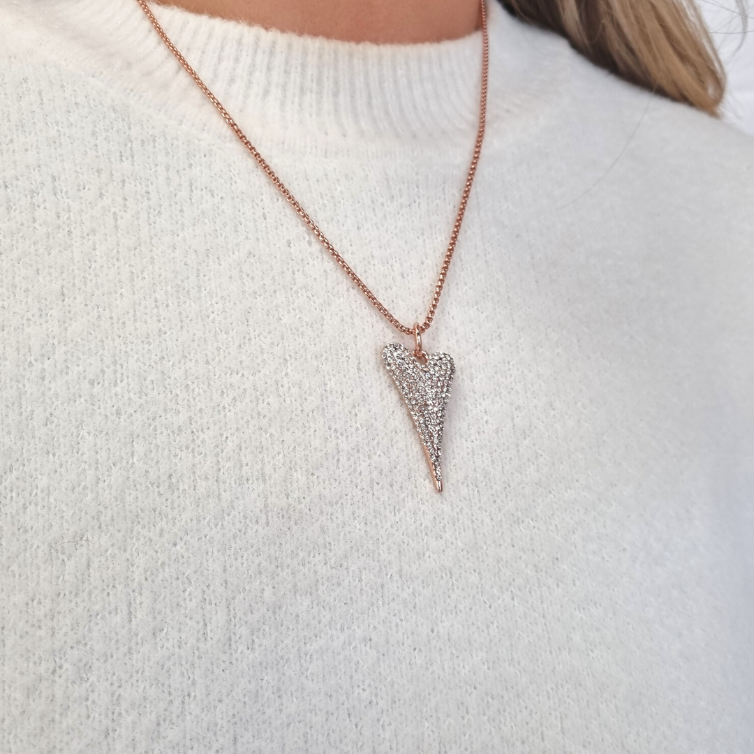 Miss Dee Sparkle Heart Necklace in Rose – Cherry Soda Jewellery