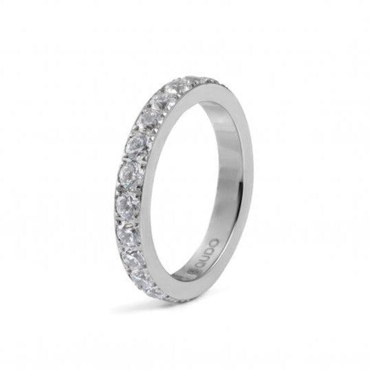 Qudo Thick Crystal Eternity Band in Stainless Steel – Cherry Soda Jewellery